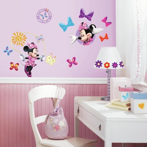 Roommates | Wall Decor | Minnie Mouse Peel Stick Wall Decals Girls Room ...